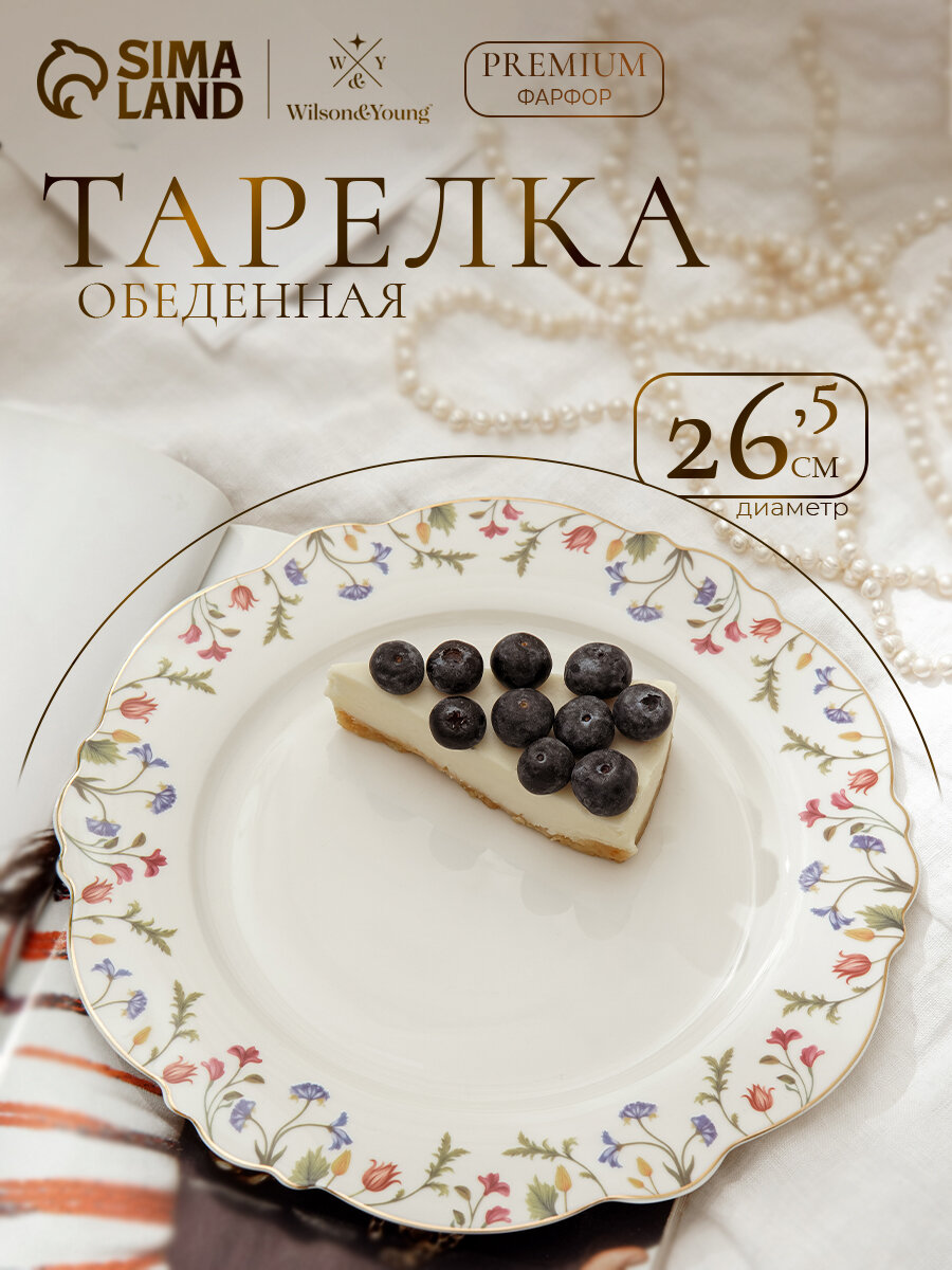 Тарелка Wilson&YoungFlowers song, диаметр 26.5 см, материал: фарфор, цвет: белый