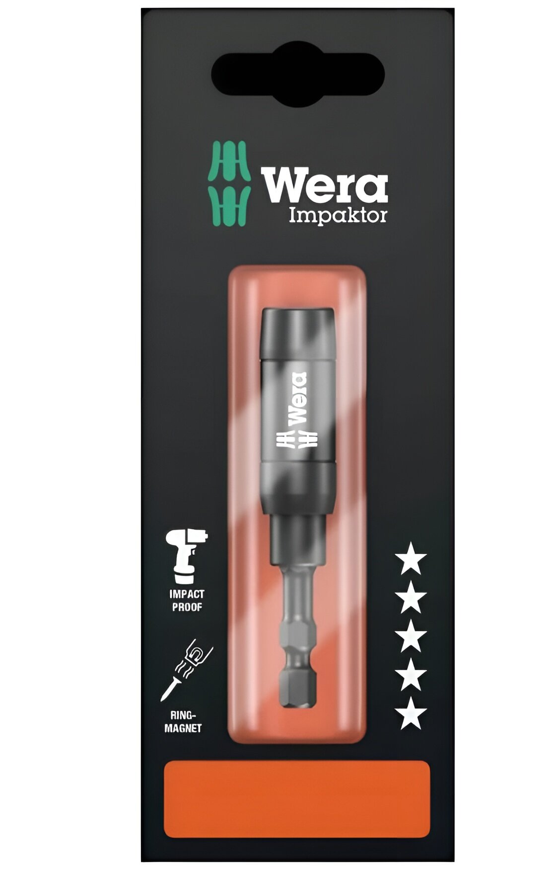 Битодержатель ударный, 1/4" E6.3, с магнитным кольцом и пружинным стопорным кольцом, 1/4" x 75 мм WE-073990