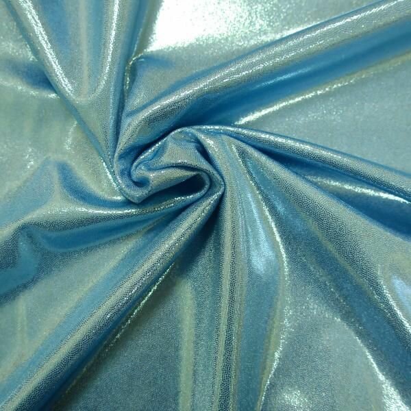 Голографическая ткань бифлекс, голубая 100*150см KM 1023 POWDER BLUE