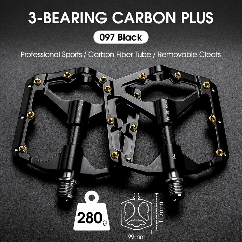 WEST BIKING Плоские педали 3 подшипника Черный, WB097 Black