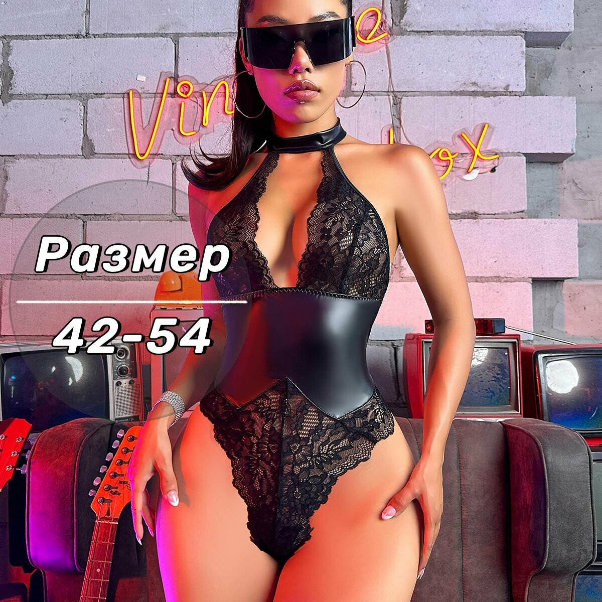 Женский черный кружевной эротический комбинезон из лакированной кожи в стиле королевы ночного клуба, чрезвычайно сексуальный, размер 42-54
