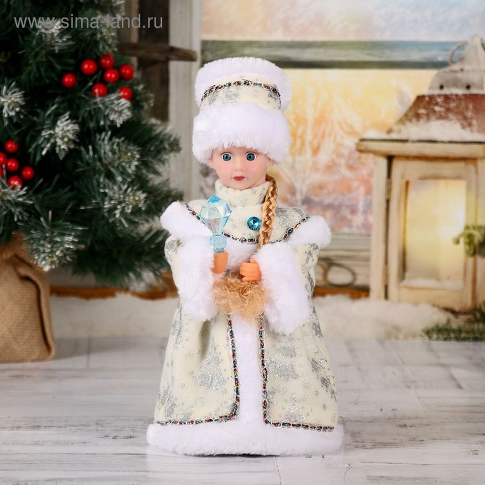 Снегурочка под ёлку «Зимнее волшебство. Кристалл, бежевая» двигается, 28 см