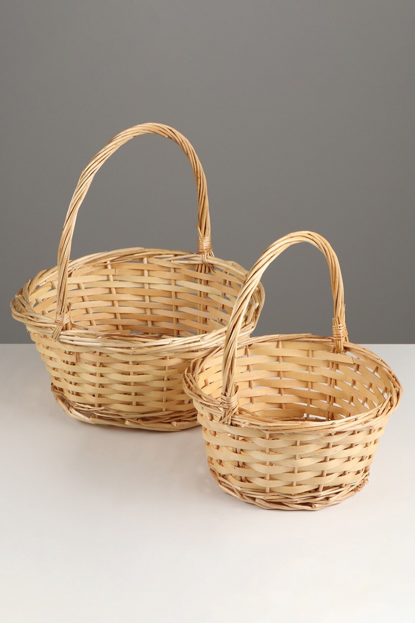 Набор корзин плетёных, 2 шт, 29×29×14 см, 23×23×12 см, ива, натуральный цвет