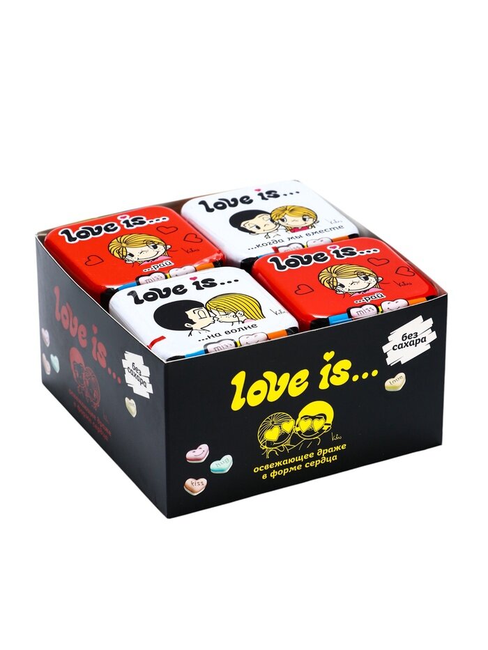 LOVE IS освежающие конфеты в форме сердца со вкусом клубники 12х12х20 г