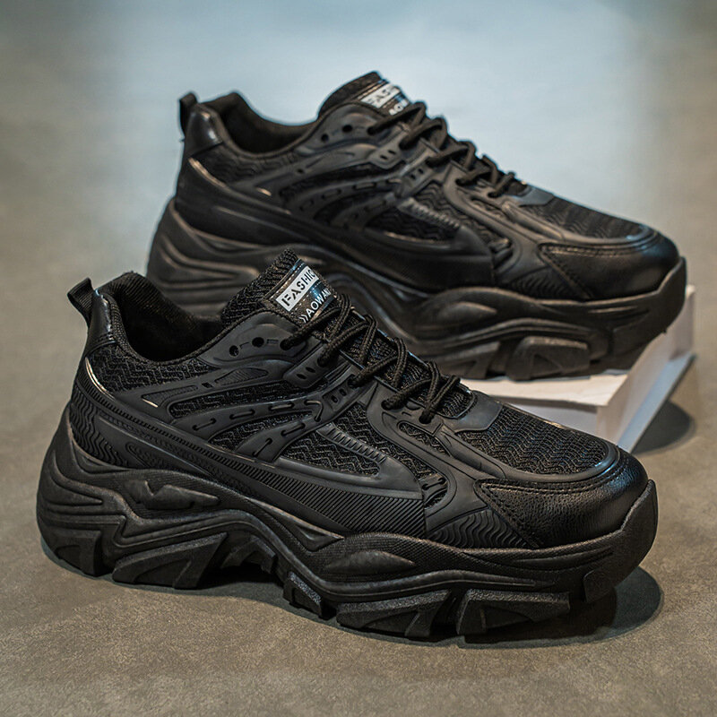 LUO Белые Кеды Мужчины Лето Дыхающие Увеличенная Подошва/C608 black