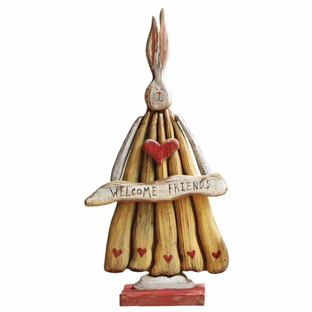 Деревянная фигурка Кролика, Фигурка Пасхального кролика, Украшения для домашнего стола в деревенском стиле, Украшение каминов