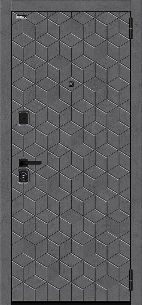 BRAVO Дверь входная 205*96 Bravo R Кьюб (RBE), Slate Art/Snow Art, Левое 205*96 Slate Art/Snow Art
