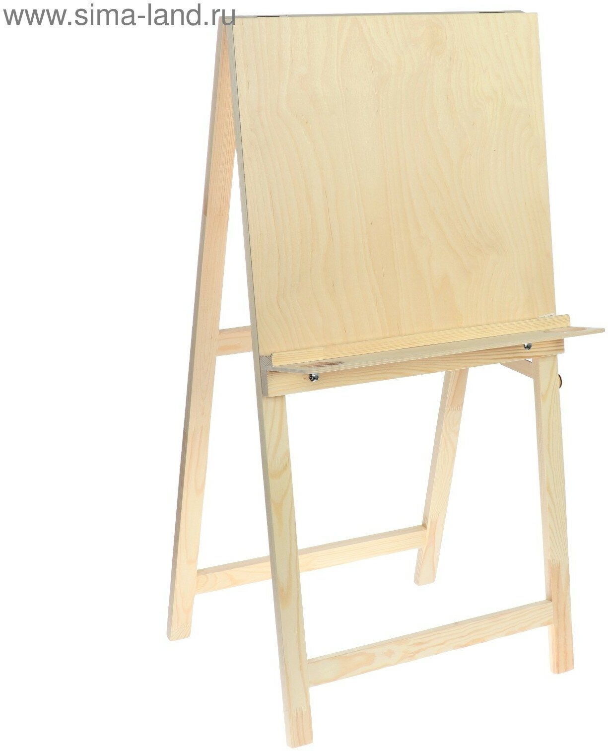 Мольберт тип «Хлопушка», 100 х 50 х 55 см, планшет 50 х 50 см, полка с двумя подстаканниками, неокрашенное дерево,