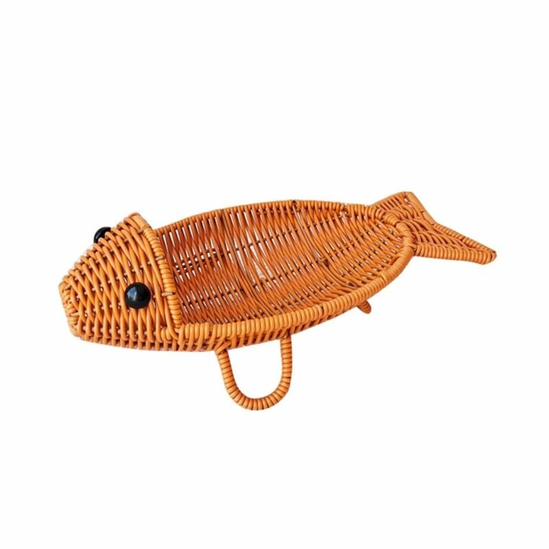Фруктовая тарелка для хранения фруктов из ротанга в форме маленькой рыбки-маленькая