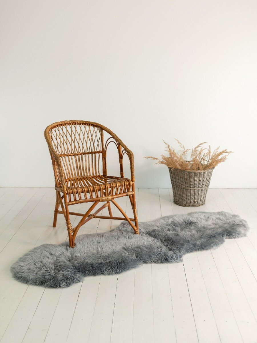 Ковер из двух новозеландских овечьих шкур Shkura-Dekor серый металлик