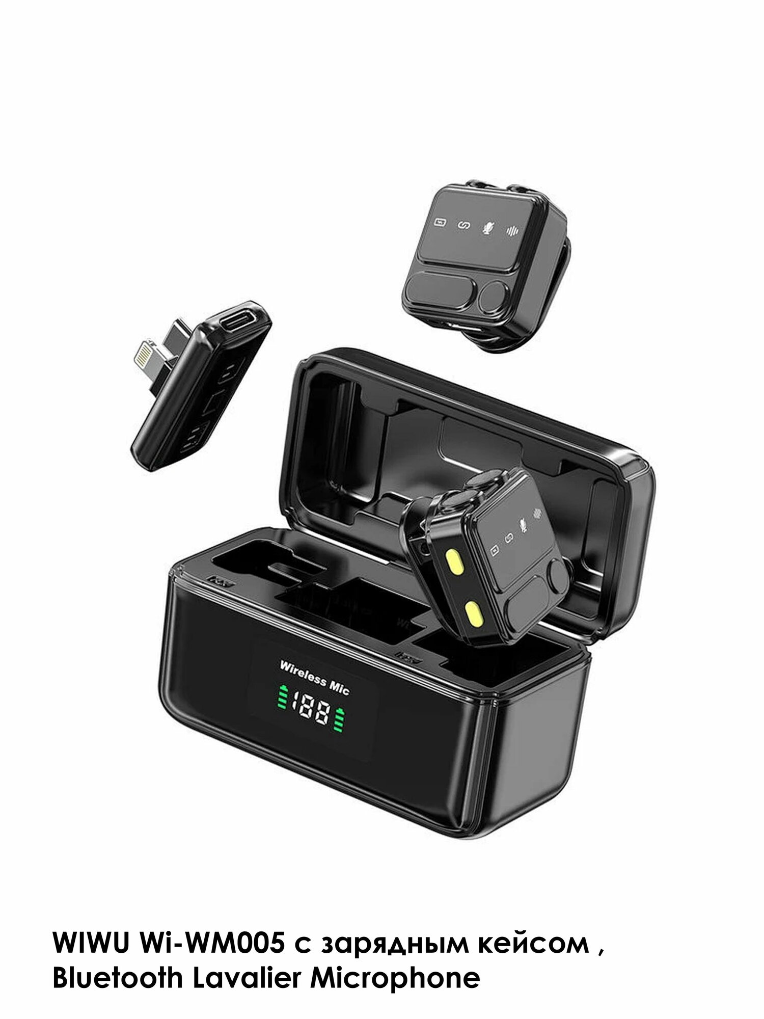 Беспроводной петличный микрофон Wiwu Wi-WM005 с зарядным кейсом , Bluetooth Lavalier Microphone