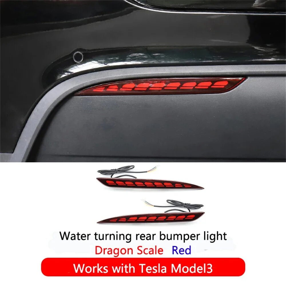 Модные задние противотуманные фонари, тормозные фонари, модель 2024, фонари поворота, рефлекторы для Tesla Model 3/Y 2016-2023, аксессуары, внешняя часть Model3 DS Red