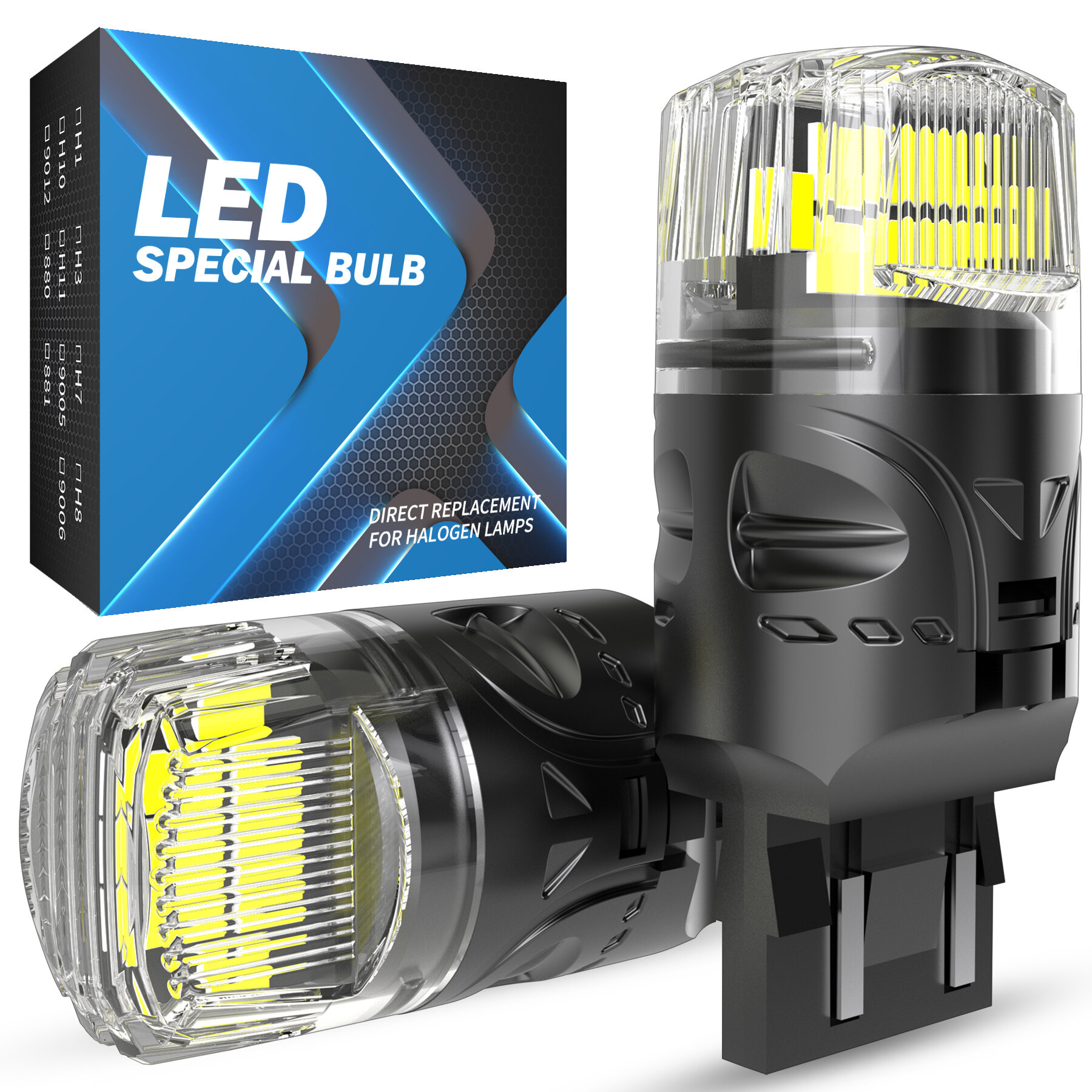 Светодиодные лампы W21/5W 7443 T20, суперяркие, сменные лампы 7440, Canbus, для фонарей заднего хода, упаковка из 2 шт.