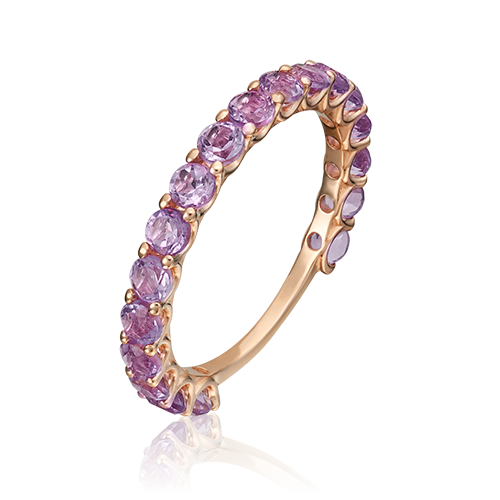 Кольцо, красное золото, 585 проба, аметист