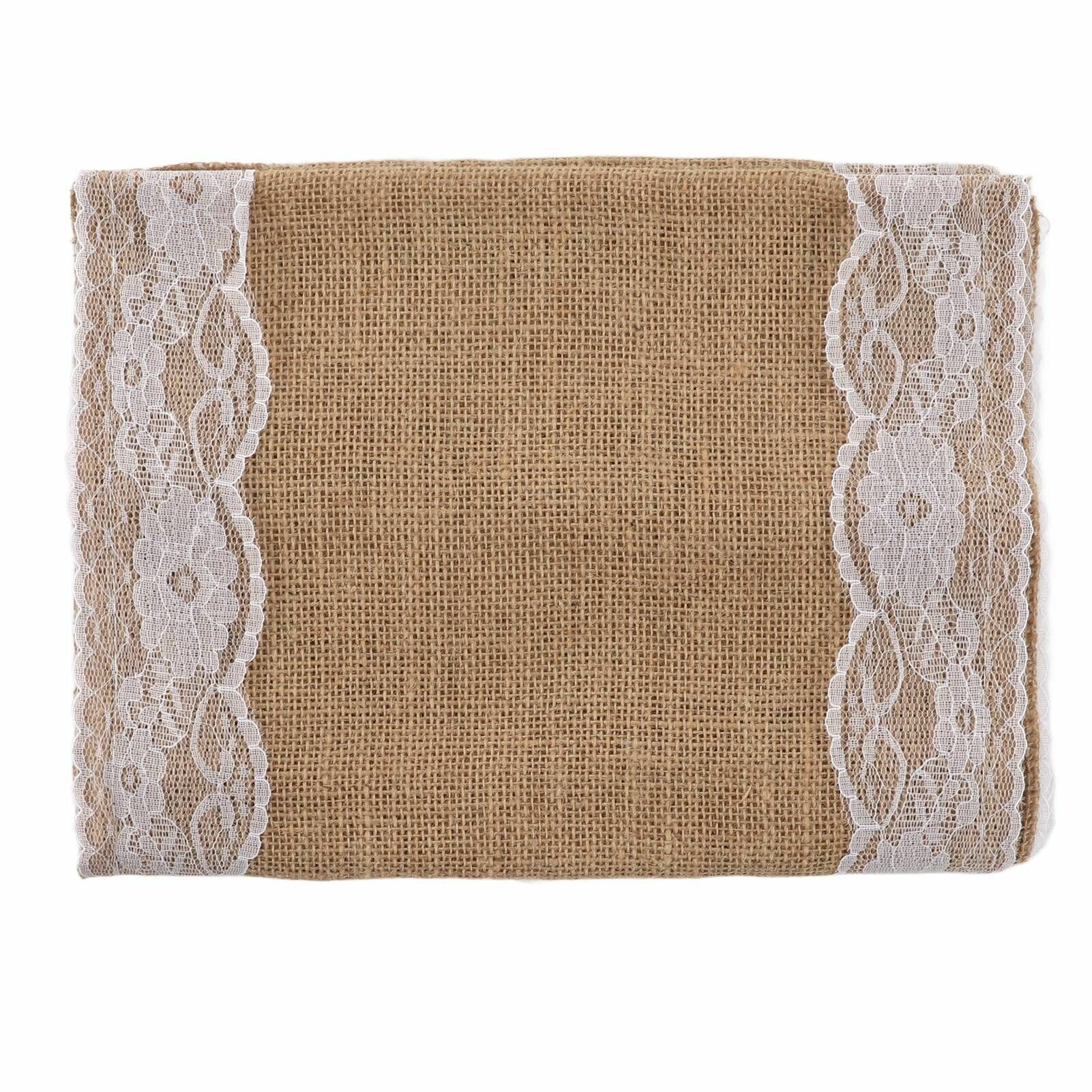 Льняная лента натурального цвета с кружевным дизайном 30x180см/11.8x70.9дюймов, мягкая натуральная рустикальная декоративная лента для Рождества