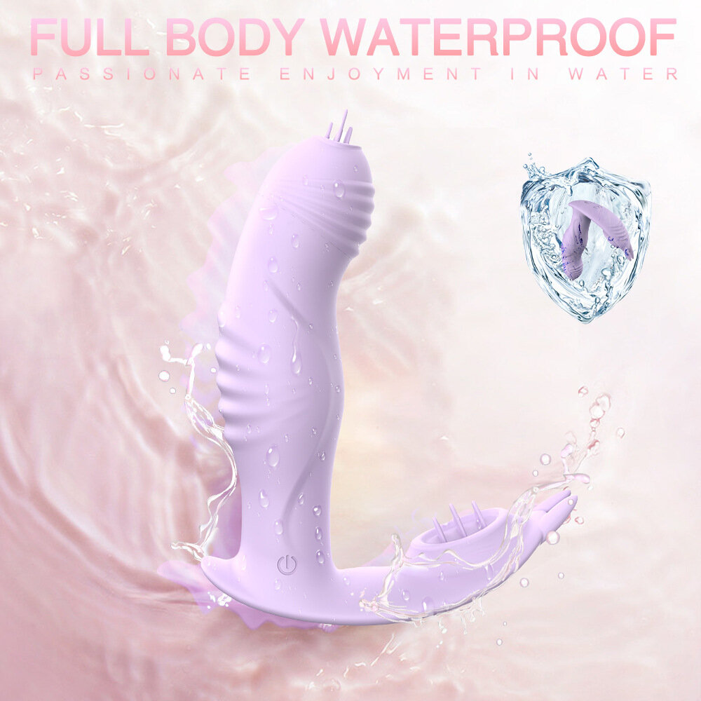 Беспроводной вибратор с имитацией языка и пультом ДУ, для дискретного ношения и стимуляции, гипоаллергенный силикон