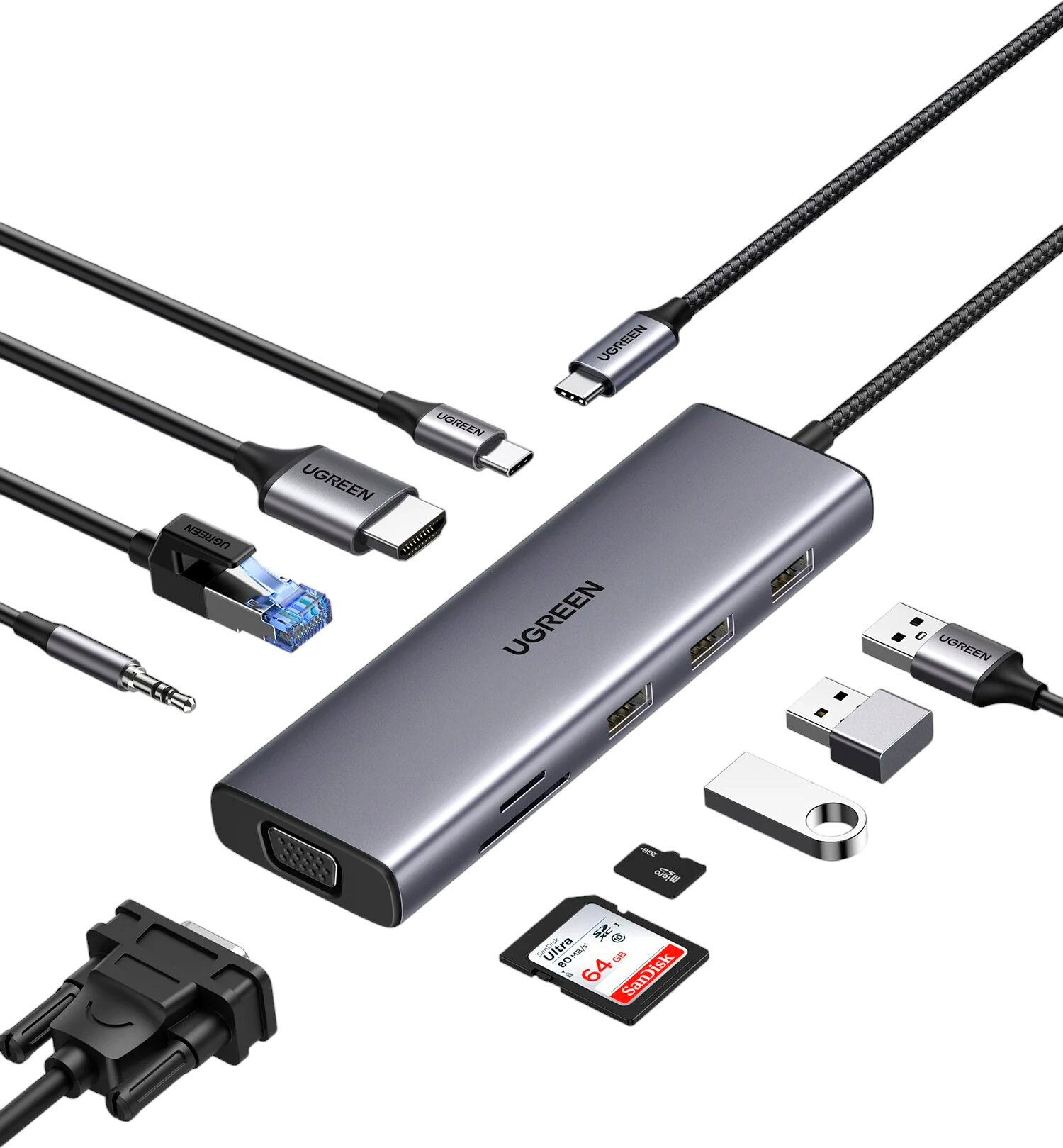 Хаб Ugreen CM498 серый