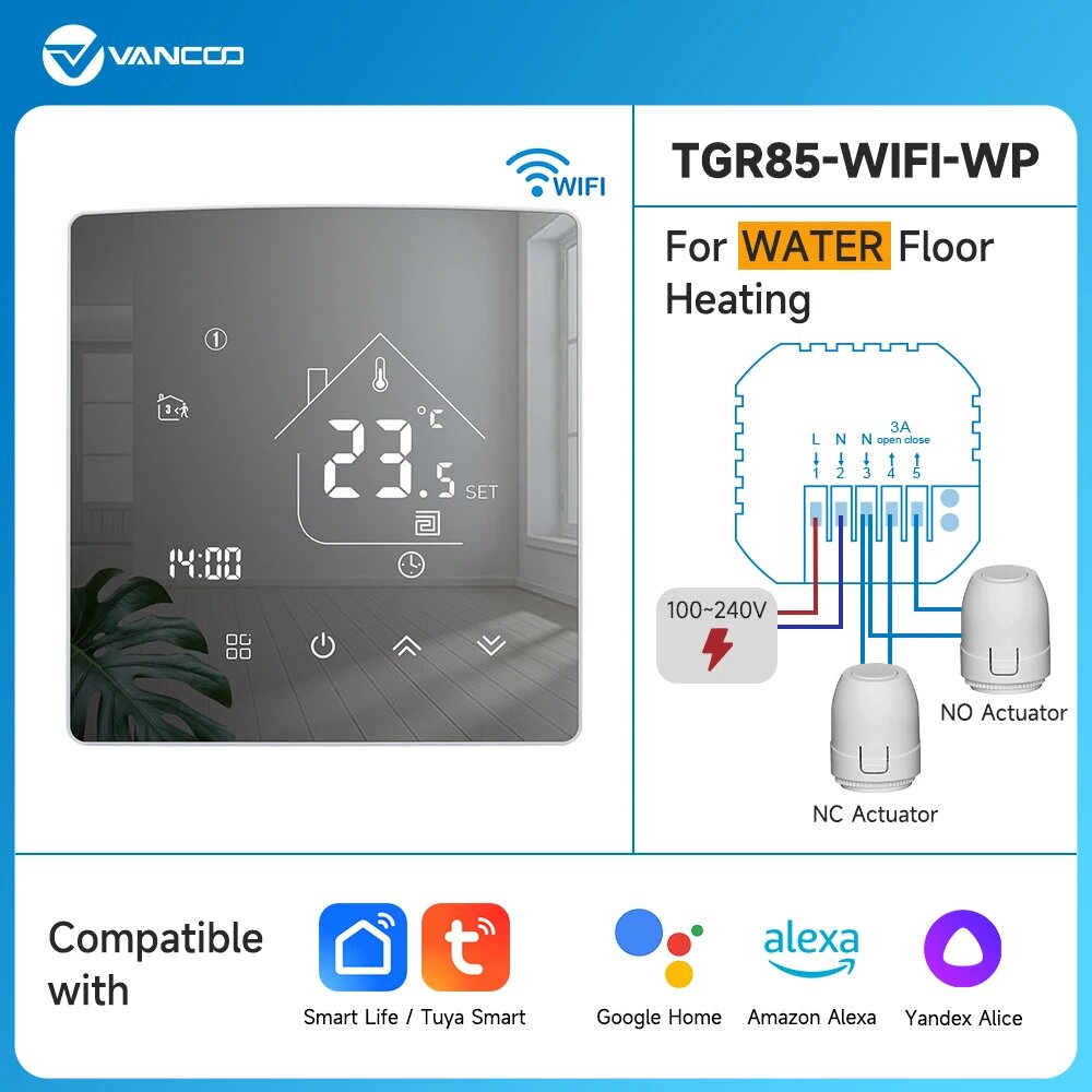 Контроллер температуры Tuya для умного дома, теплый пол, Wi-Fi, термостат с подогревом для привода, автоматизация, динамик Alice Google Alexa