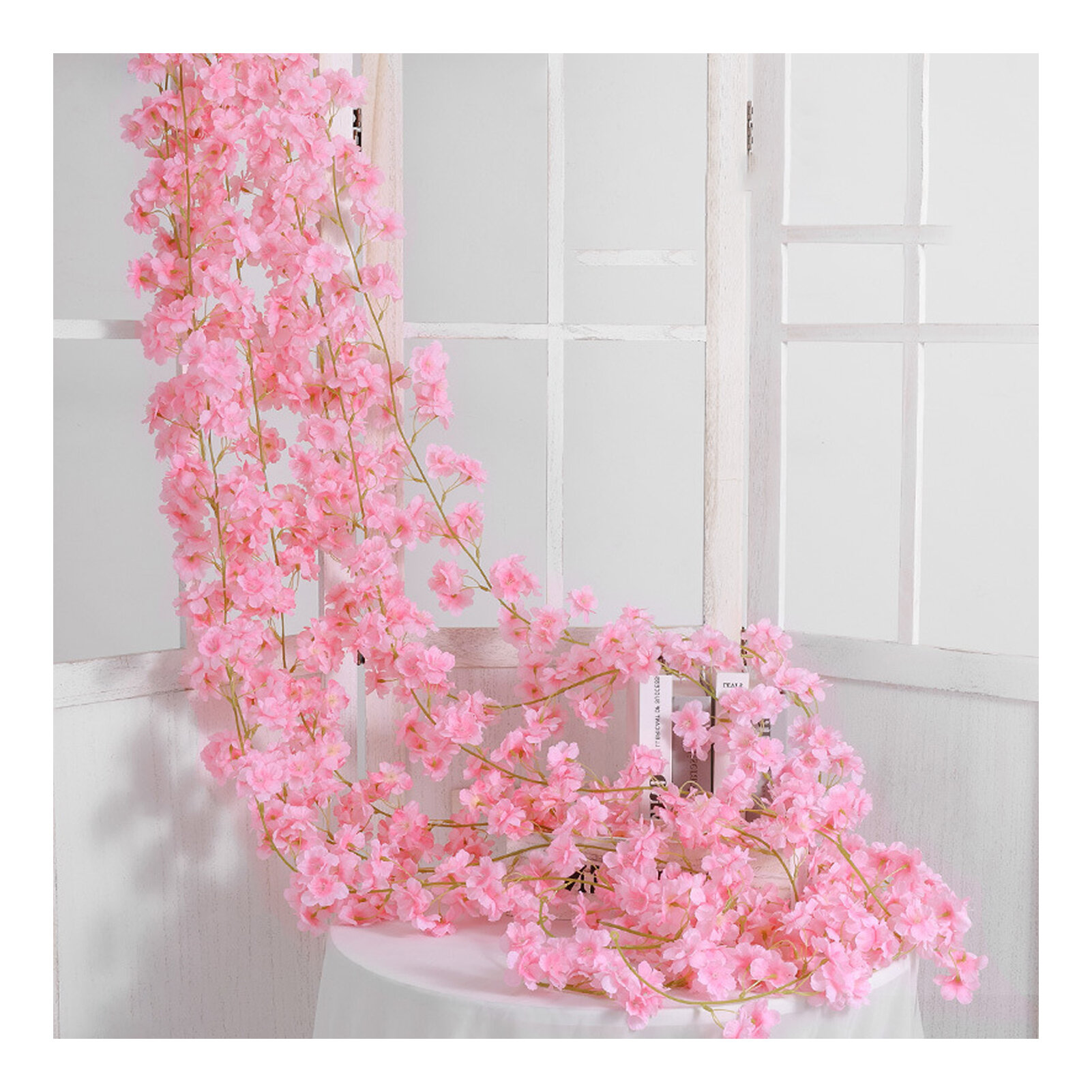 Искусственные цветы на лозе 1.8м, 135 головок, нежно-розовые декоративные растения для украшения