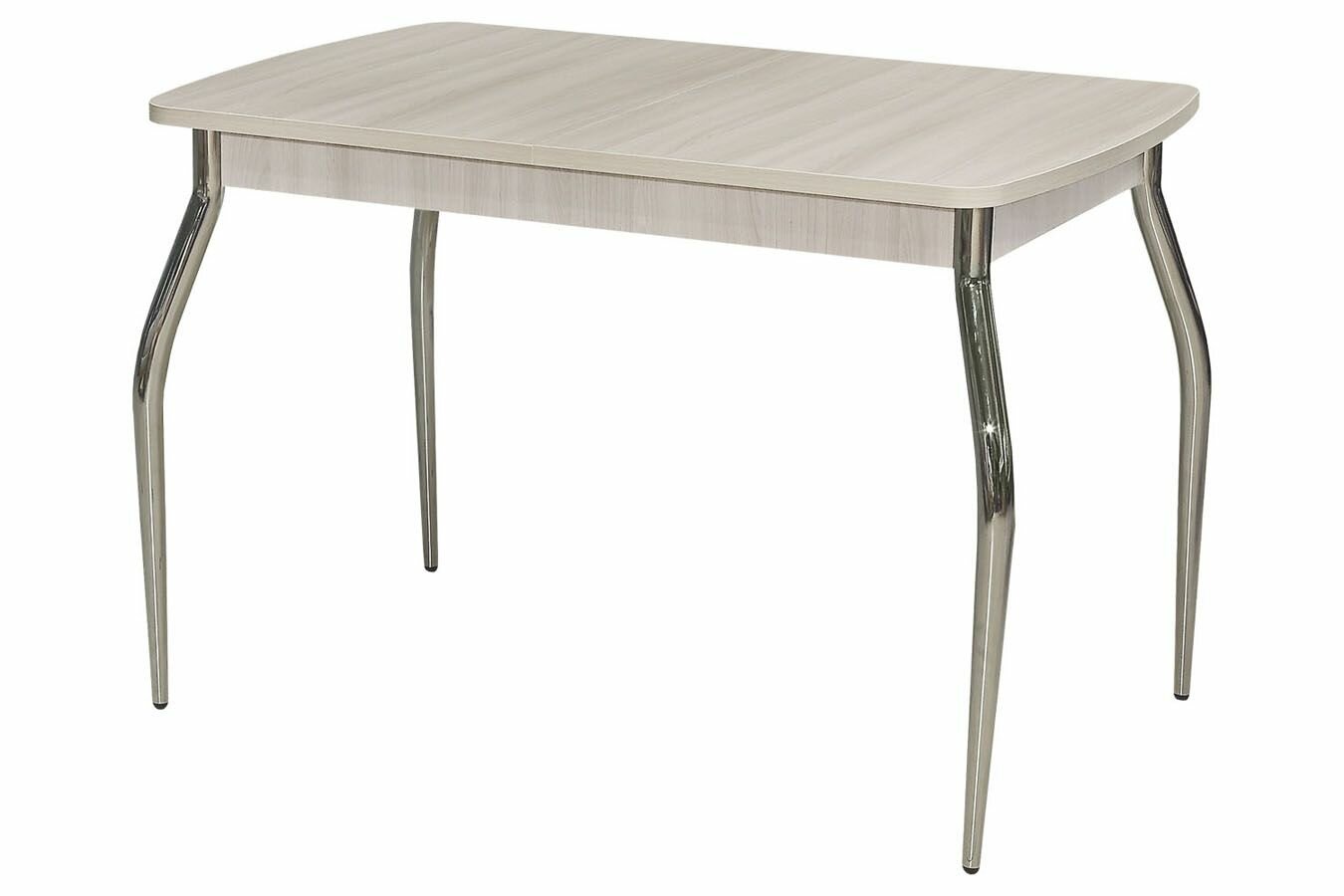 Стол раздвижной, обеденный на металлокаркасе, ясень светлый/хром, Элегия