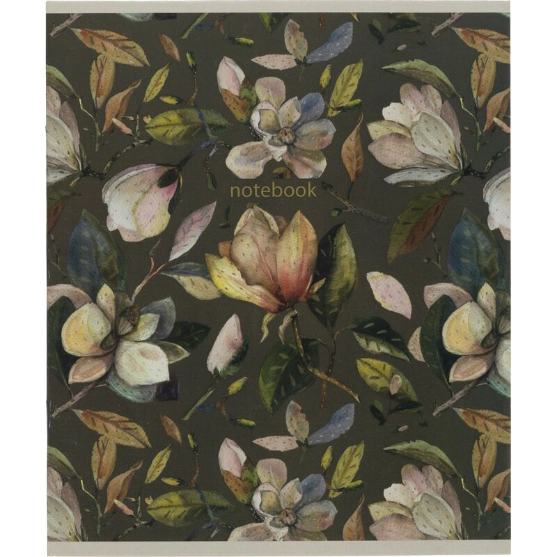 Бизнес-тетрадь Принты А5 48л, клетка, обл. мел. картон, скрепка, Цветы