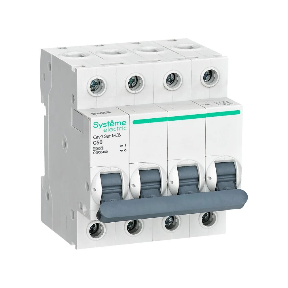 Автоматический выключатель (АВ) Systeme Electric City9 Set C, 50 А, 4 Р, 6 kА, 400 В C9F36450, пластиковая