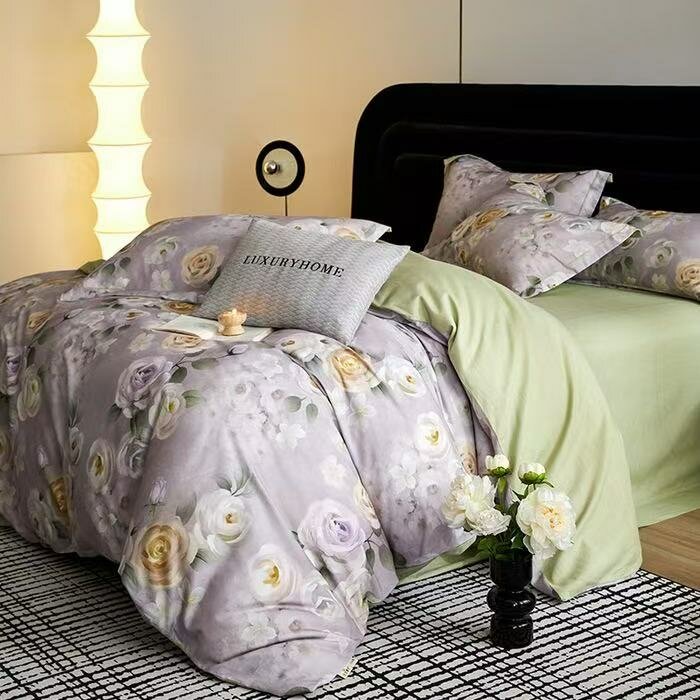 Apollo Bedding Комплект постельного белья, Сатин люкс, Двуспальный с простыней Евро, наволочки 50x70