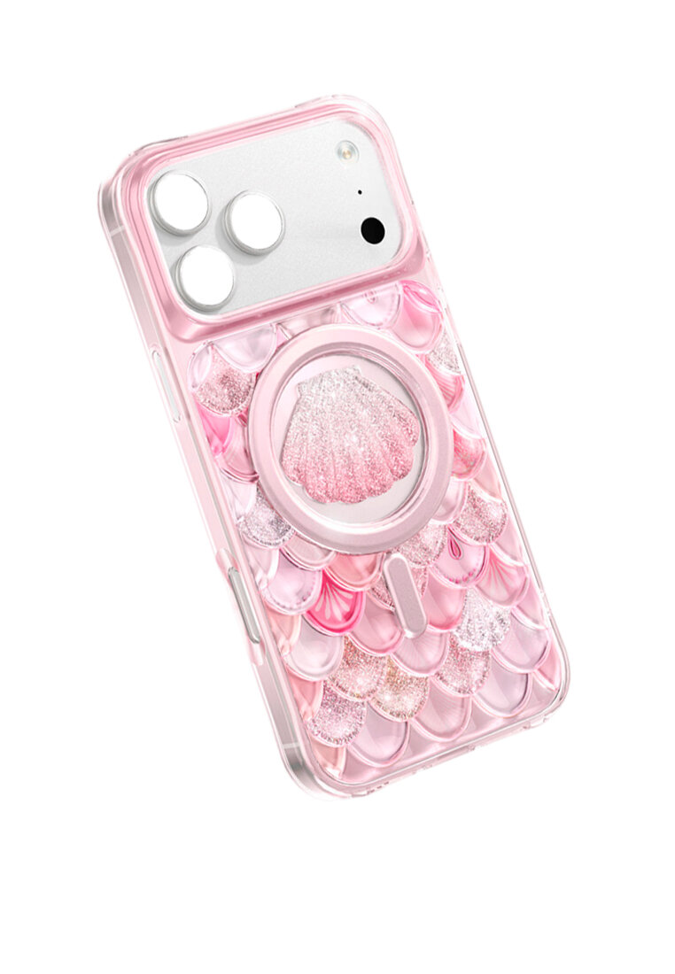 Чехол iPhone 17 Pro KEEPHONE Iceland MagSafe Защита от желтизны и двойное IML-покрытие, сверкающие блестки - Розовый