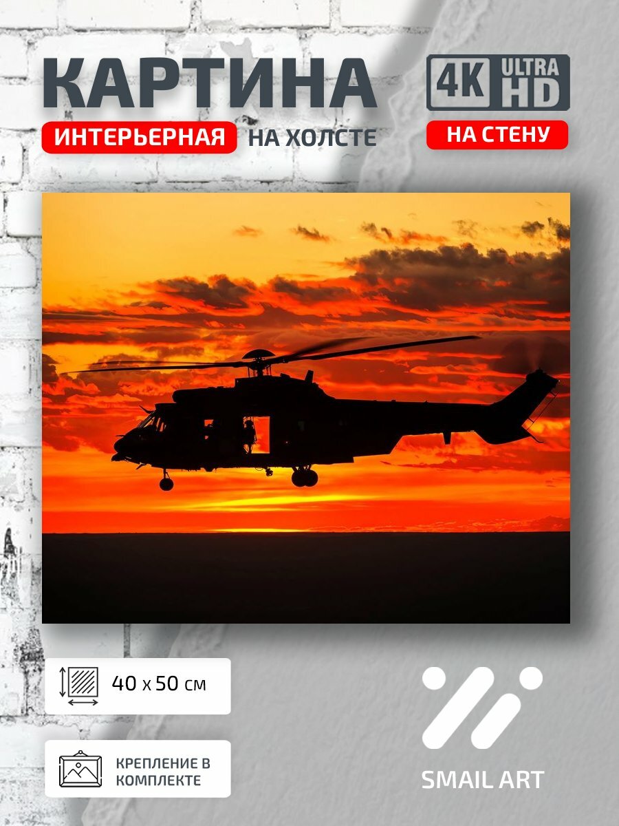 Картина на холсте интерьерная 40 на 50 на стену Закат Fighters для кабинета авиация декор