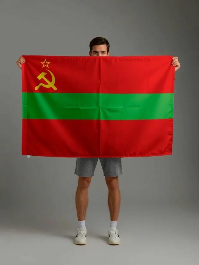 Двухсторонний флаг ПМР Приднестровской Молдавской Республики - Приднестровья, 70х105 см на блэкауте