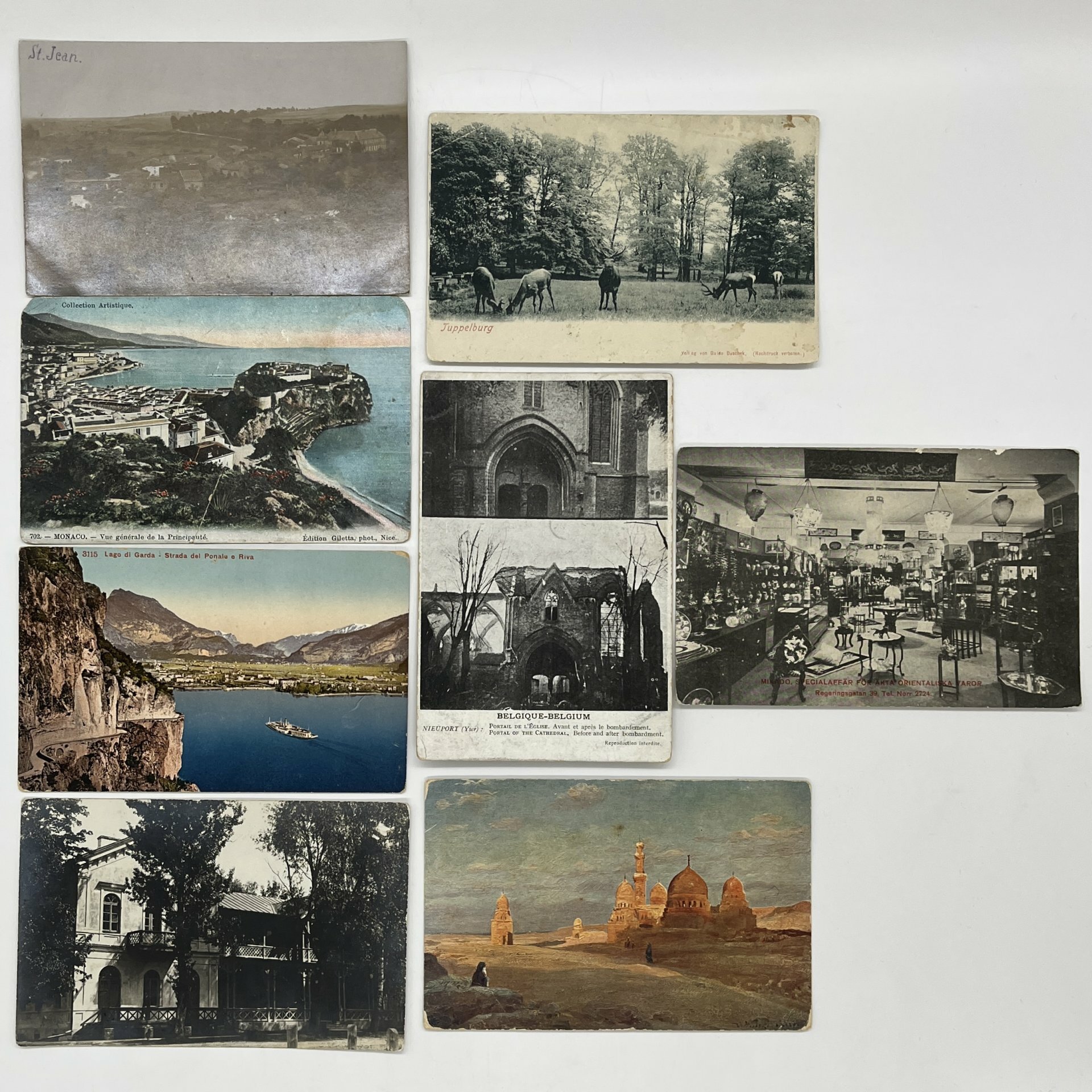 Набор из восьми открыток с архитектурными видами, бумага, печать, Европа, 1900-1920 гг.