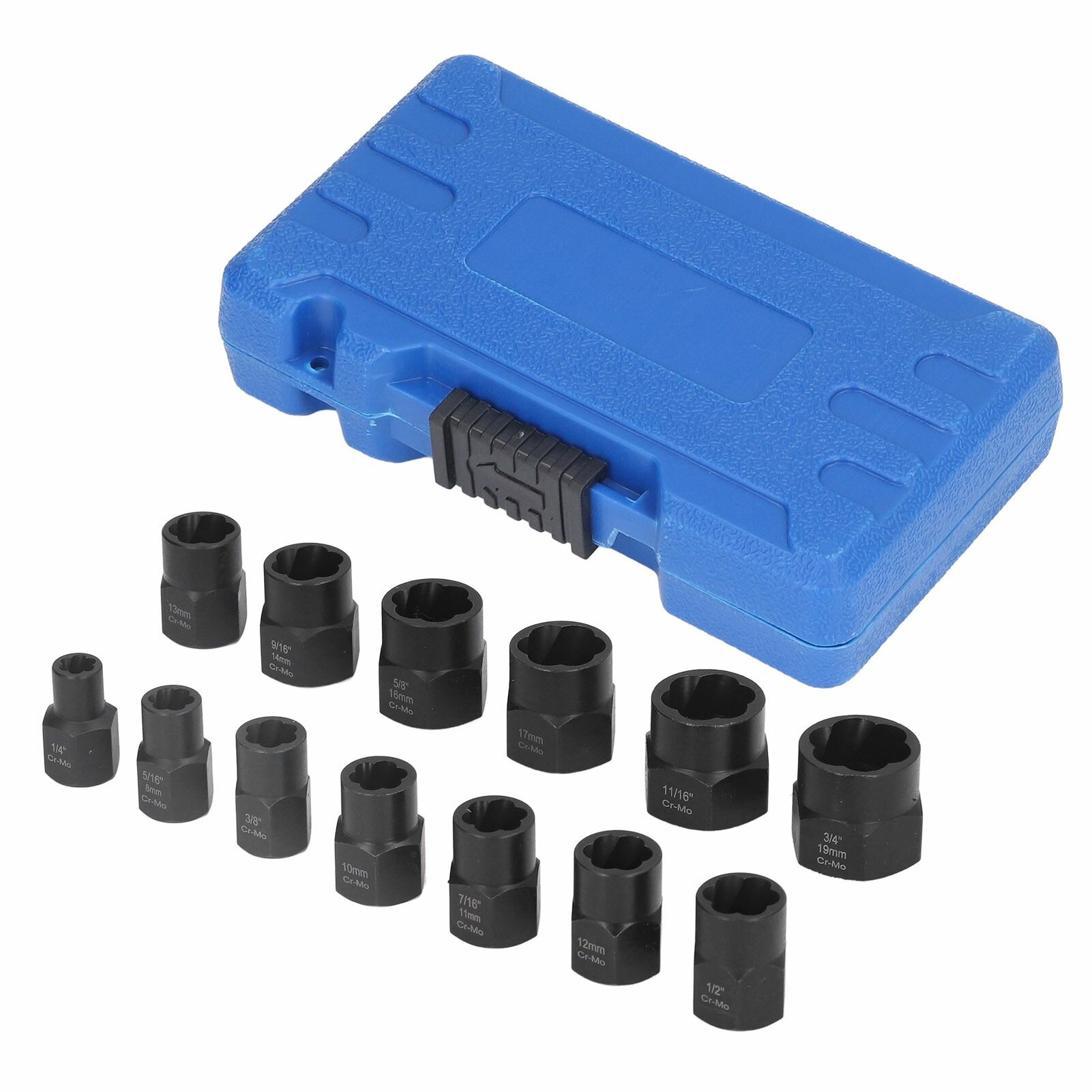 Набор для извлечения гайки и болта Impact Nut Bolt Remover: высокая твердость, 13 долот, шестигранное соединение 3/8 дюйма, чехол для хранения