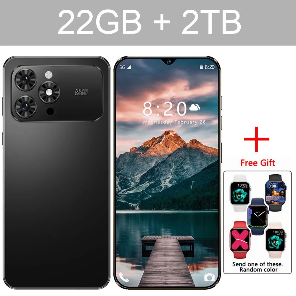 Планшет i17 Pro Max 7 дюймов Черный, 22GB, 2TB, Black 22GB 2TB RWH