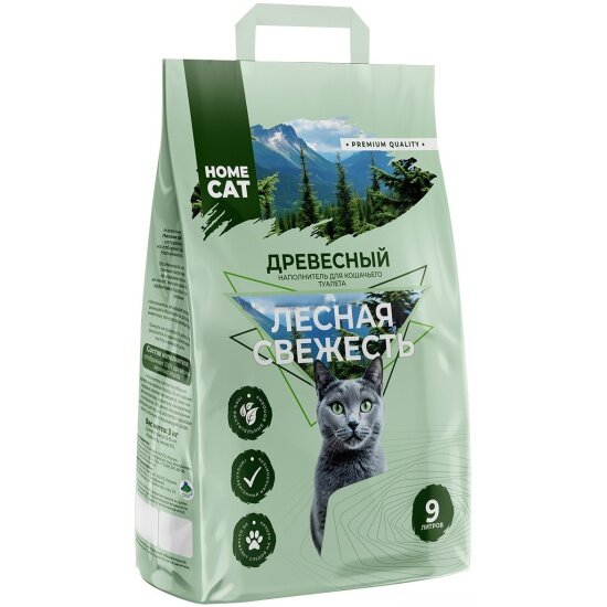 Наполнитель для кошачьих туалетов Homecat древесный, мелкие гранулы 9л (3кг)