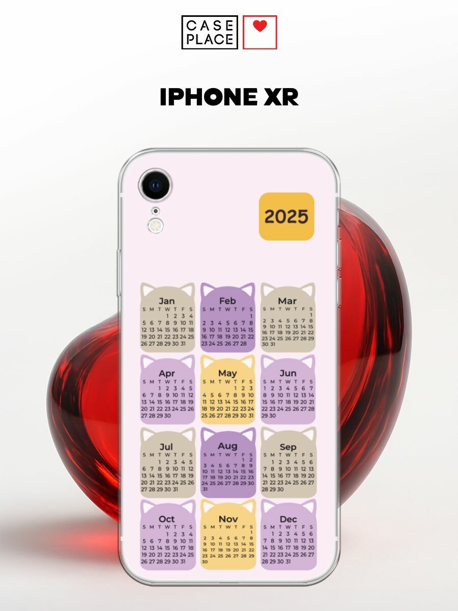Чехол на Apple iPhone XR / Айфон XR с принтом Календарь котики