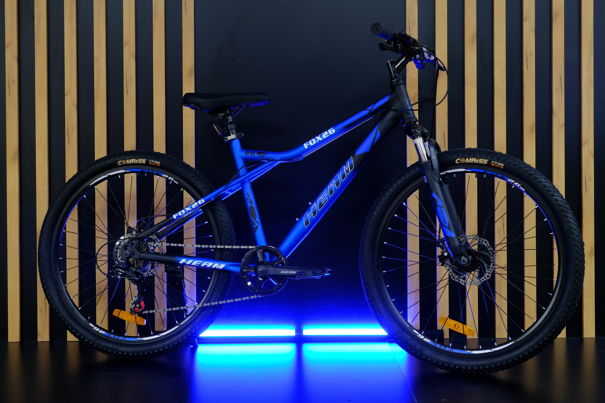 Велосипед Heam Fox 26, черно-синий под рост 155-170, горный MTB, 26х1,95, двойной обод, 6 скоростей