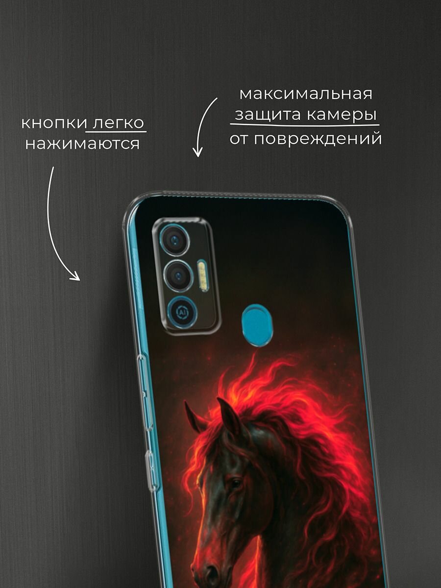 Чехол на Tecno Spark 7 / Техно Спарк 7 с принтом Конь и грива — фото 1