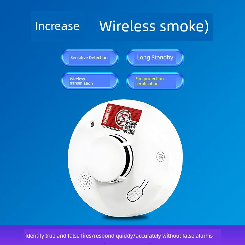 Беспроводной датчик дыма с подключением к вытяжному вентилятору, обнаружение дыма и температуры, пожарная защита,