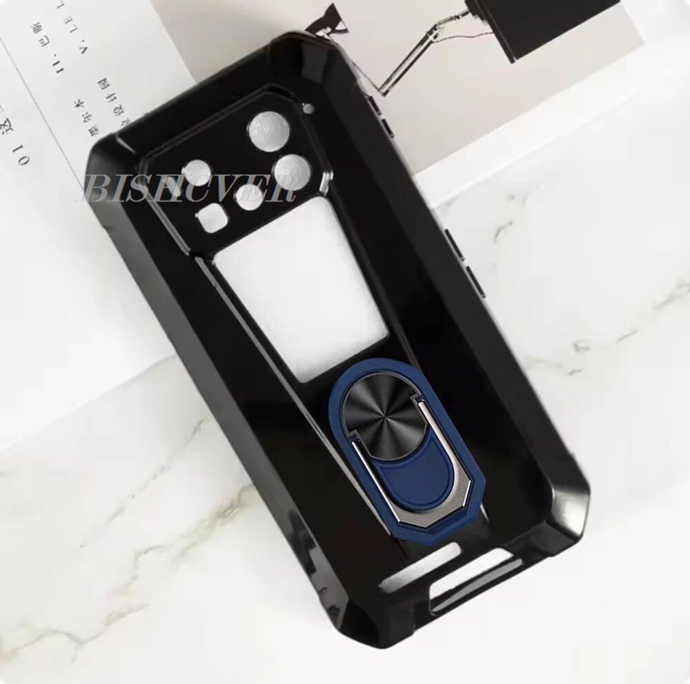Чехол для Unihertz 8849 Tank 4 Pro, черный, TPU с синим кольцом