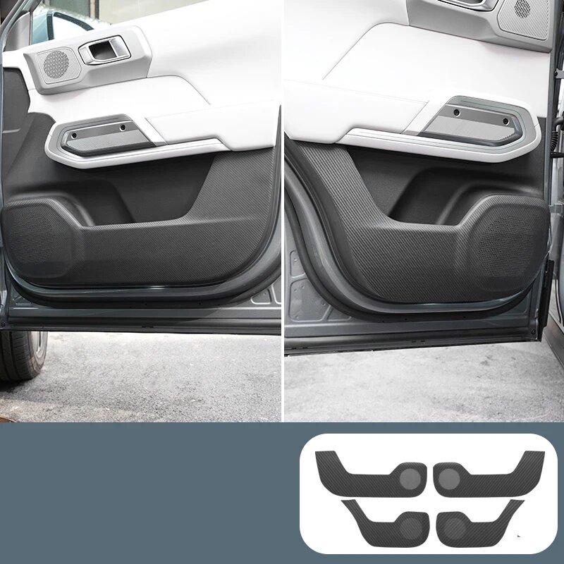 Для BYD Leopard Titanium 3 2025 автомобильная кожаная накладка на дверь, защита Carbon fiber pattern