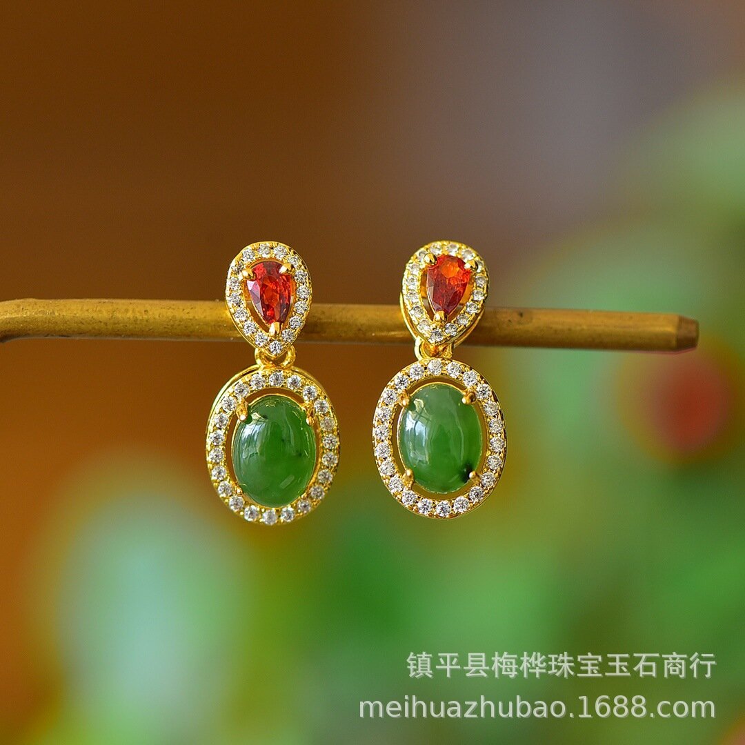Новые серьги в китайском стиле, древние инкрустированные серьги из нефрита и яшмы, капля воды, бабочка, серьги в древнем стиле, ретро, лучший друг, женский стиль