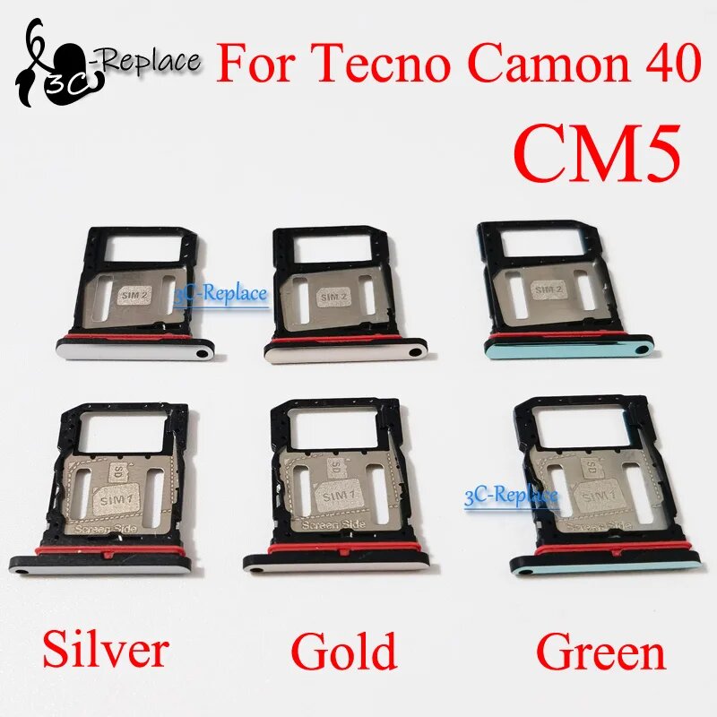 Для Tecno Camon 40 CM5, Camon 40 Pro 4G CM6, Camon 40 Pro 5G CM7, CM8: лоток для SIM-карты, держатель для карты Micro SD, слот, запчасти, адаптер для SIM-карты
