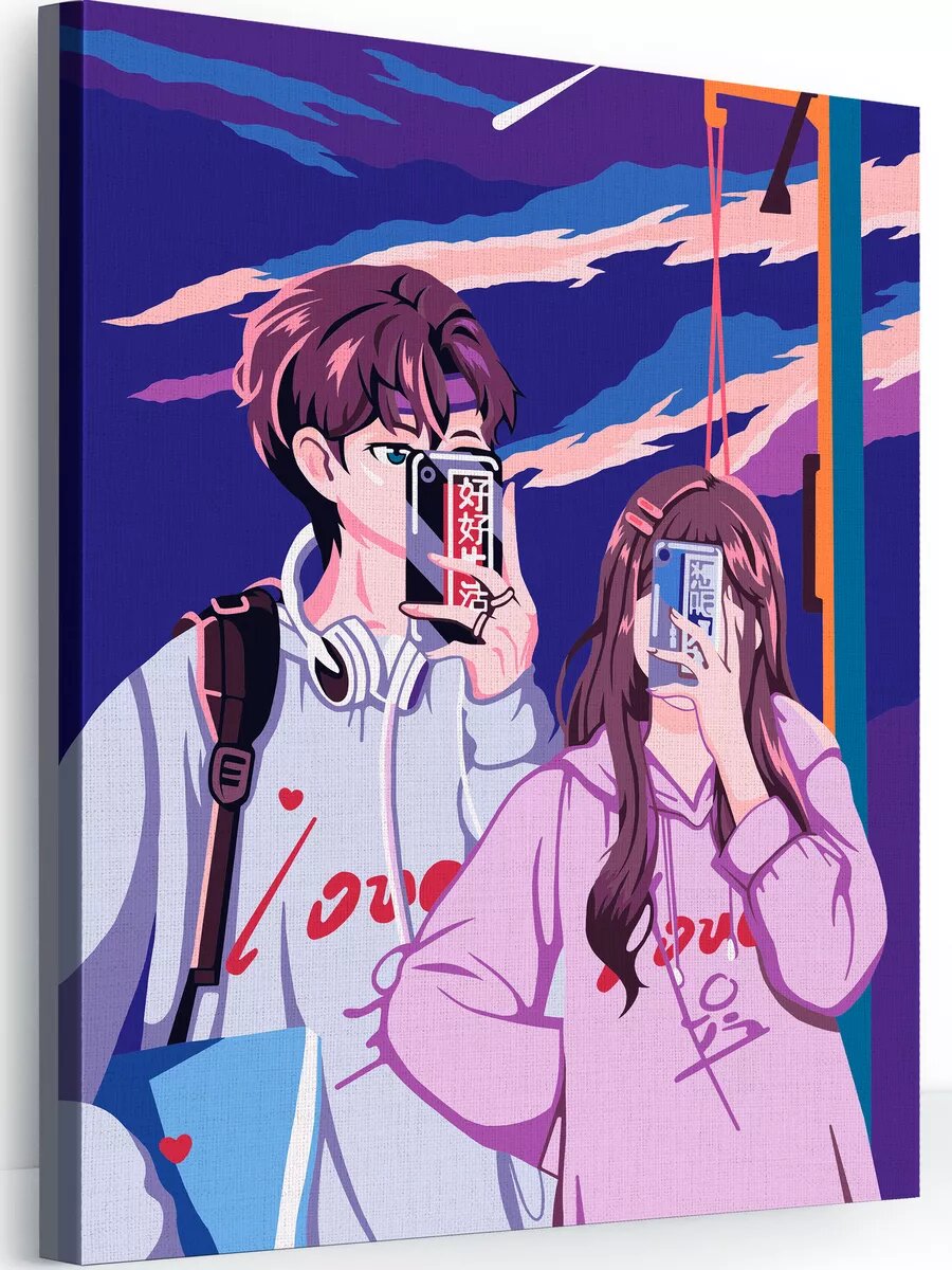 Картина по номерам на холсте с подрамником 40х50 см Селфи