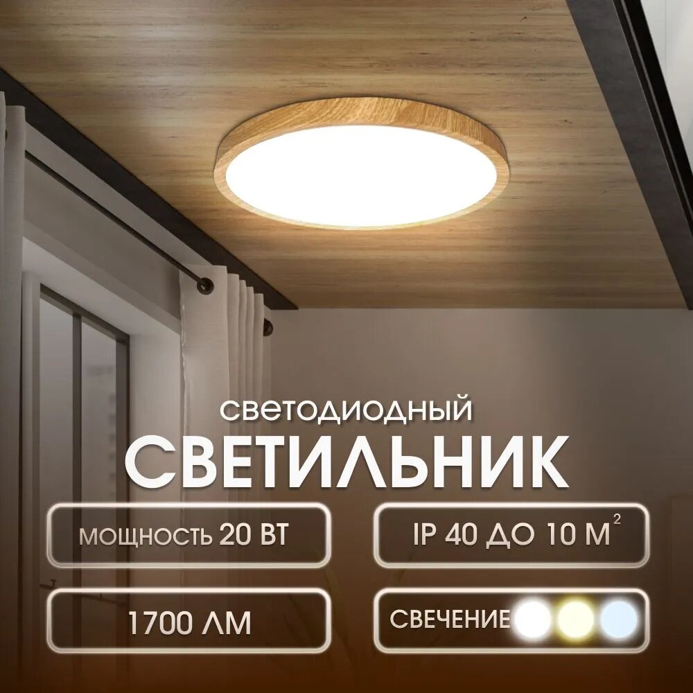 Настенно-потолочный светильник, LED, 20 Вт
