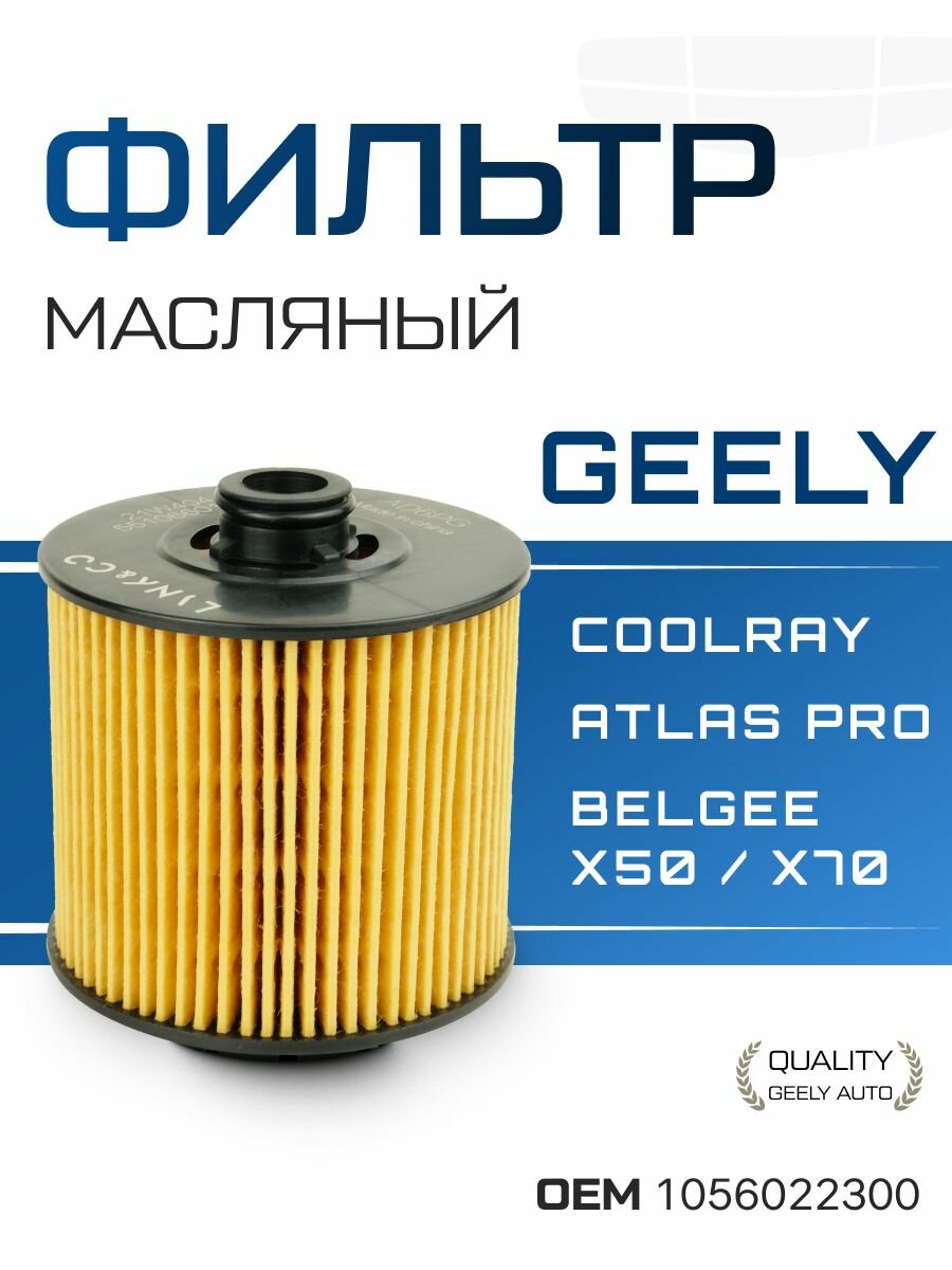 Фильтр масляный на Geely Coolray / Atlas Pro / Okavango / BelGee X50 / X70