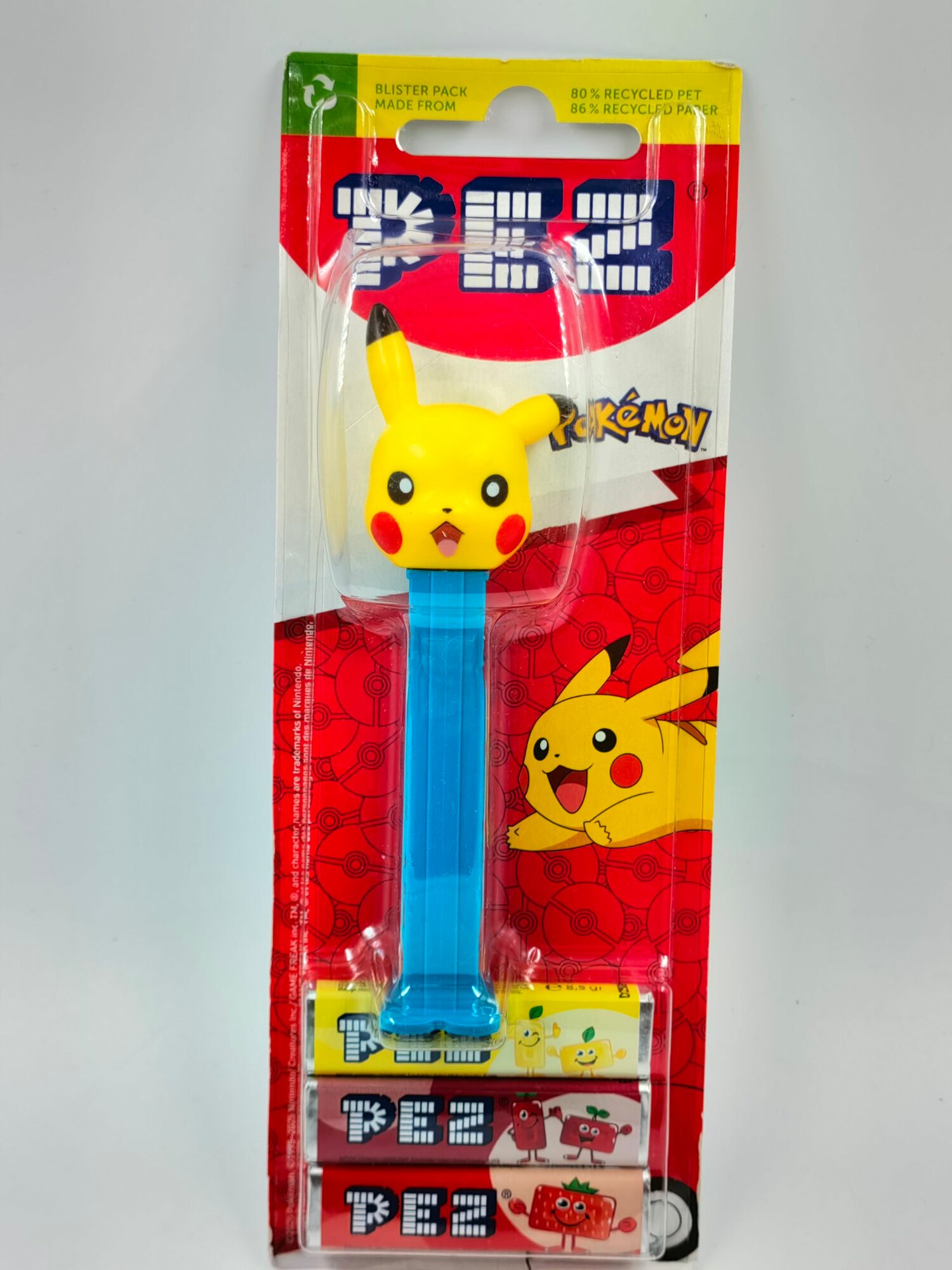 Конфеты PEZ с игрушкой, 3 набора с конфетами по 8,5 г и 1 игрушка-диспенсер (Венгрия)