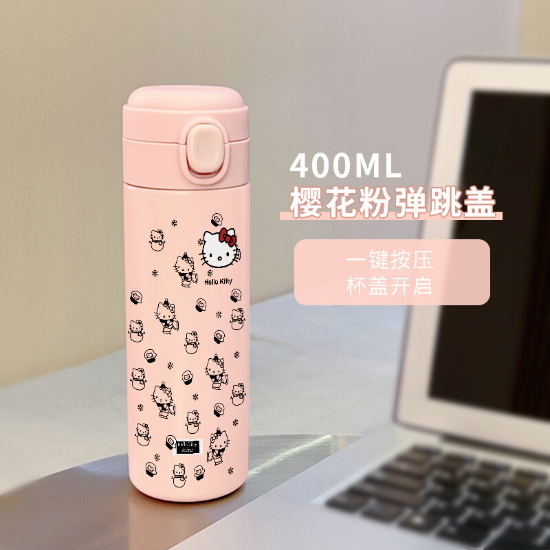 Бутылка для воды Sanrio Cute Girl из нержавеющей стали 304, термокружка для студентов, легкая, двойная, с выдвижным механизмом.