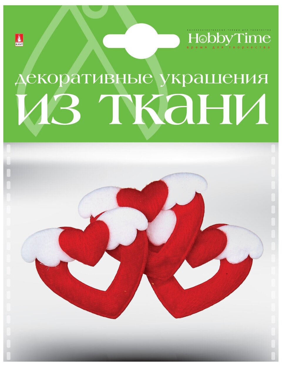 Декор из ткани, Набор №11 "сердечки S" ( 4 вида ) 2-159/07