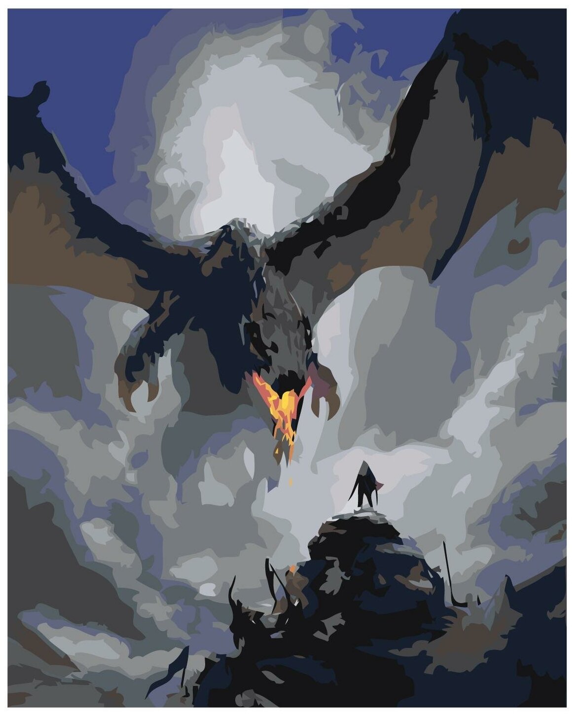 Дракон Раскраска картина по номерам на холсте