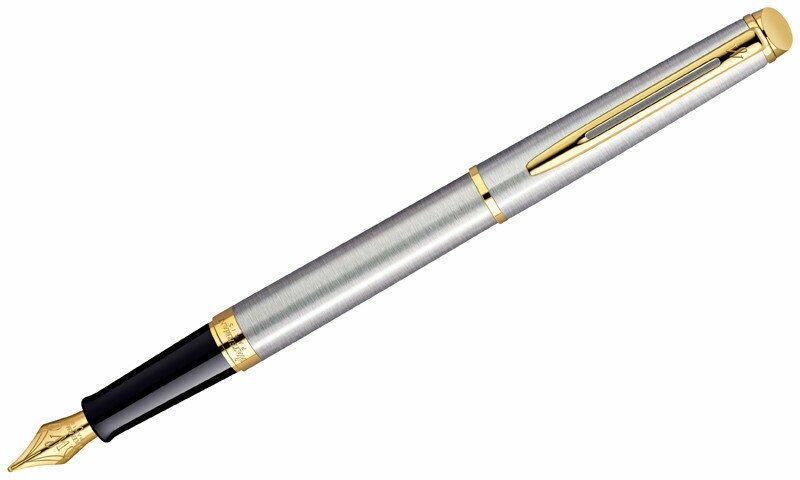 Ручка перьевая Waterman "Hemisphere Stainless Steel GT" синяя, 0,8мм, подарочная упаковка, 184187
